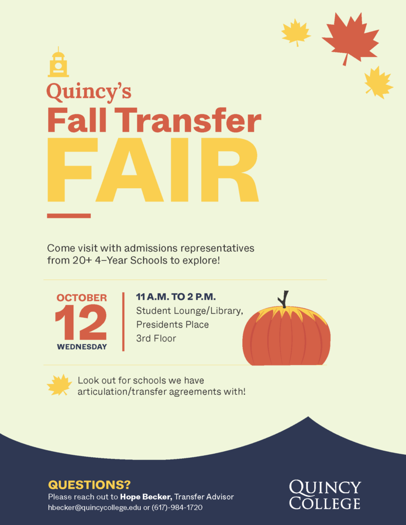 Fall Transfer Fair | Quincy College